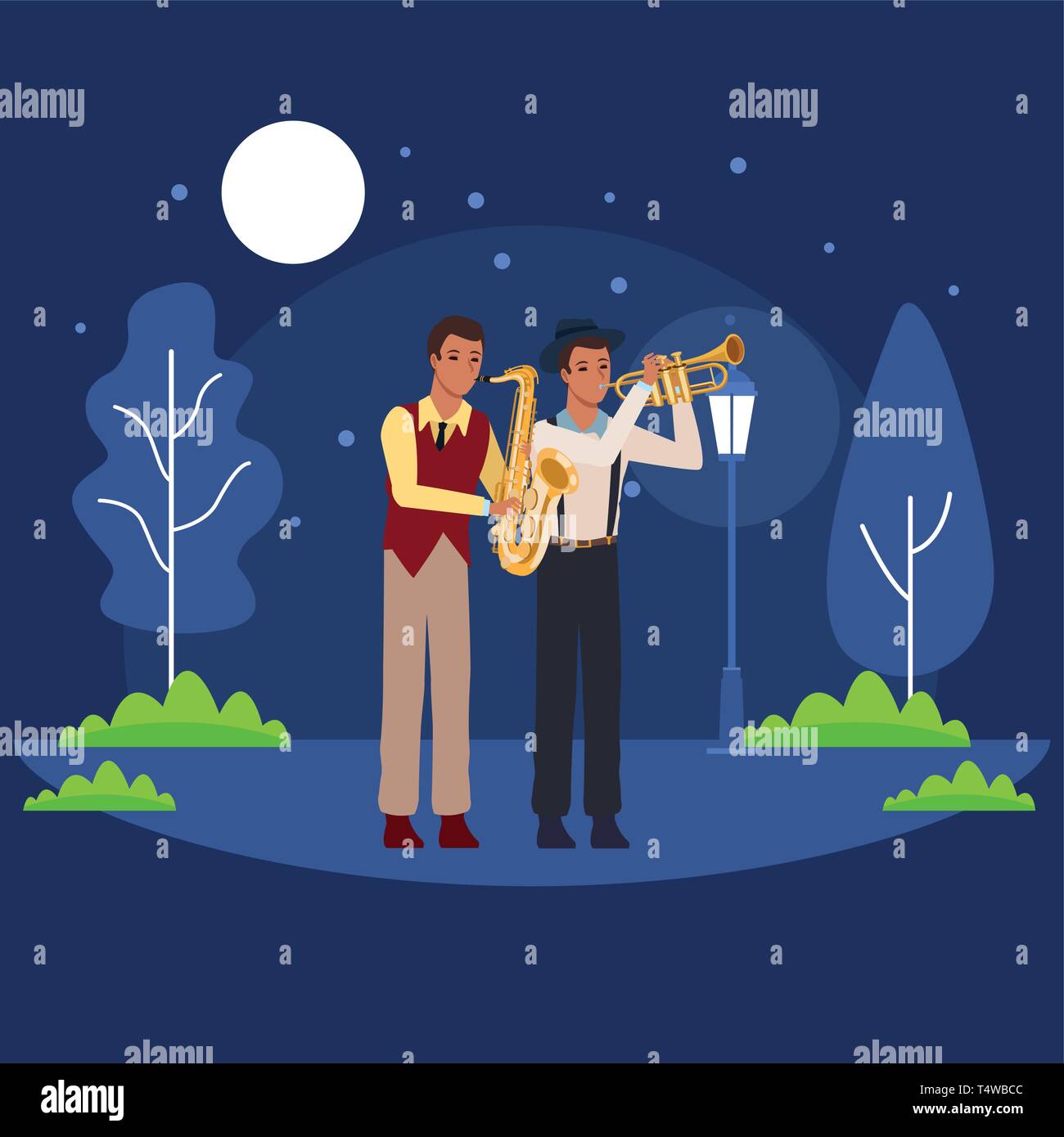 musicians playing saxophone and trumpet Stock Vector Image & Art - Alamy