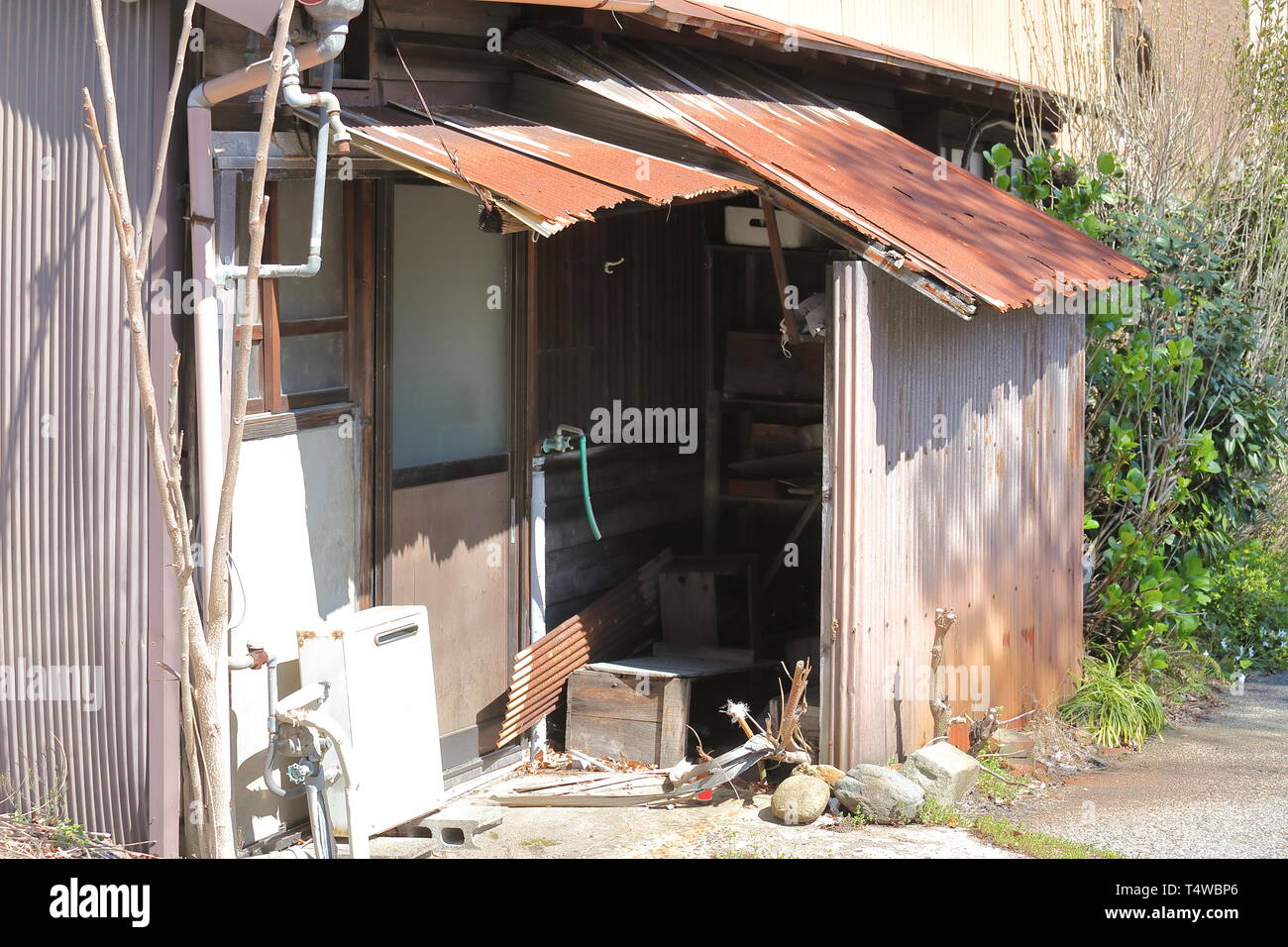 Old rusty damaged house Japan Stock Photo - Alamy