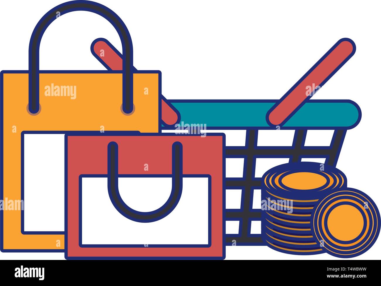 Shopping market basket blue lines Stock Vector Image & Art - Alamy