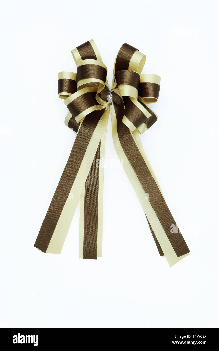 brown ribbon bow isolated on white background Stock Photo - Alamy