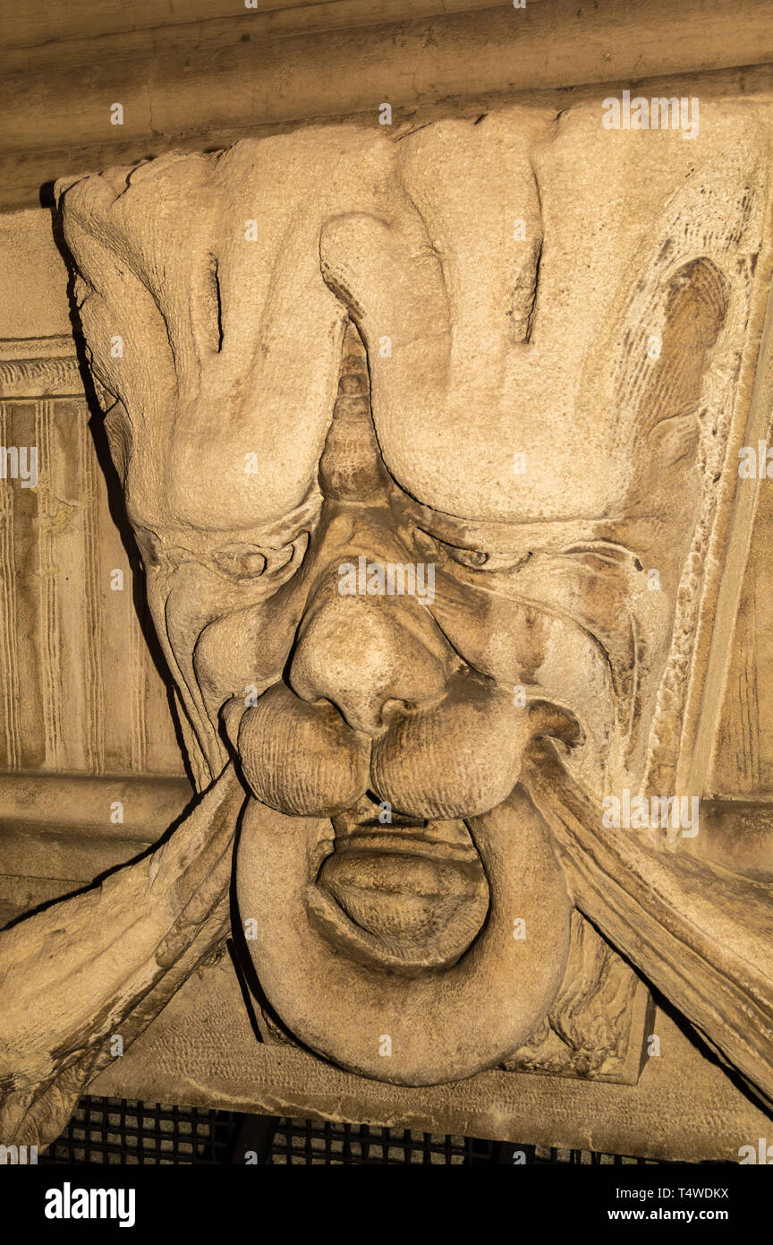 TURIN, ITALY, 27 NOVEMBER 2018: Statue of a stone demon. Turin is one ...