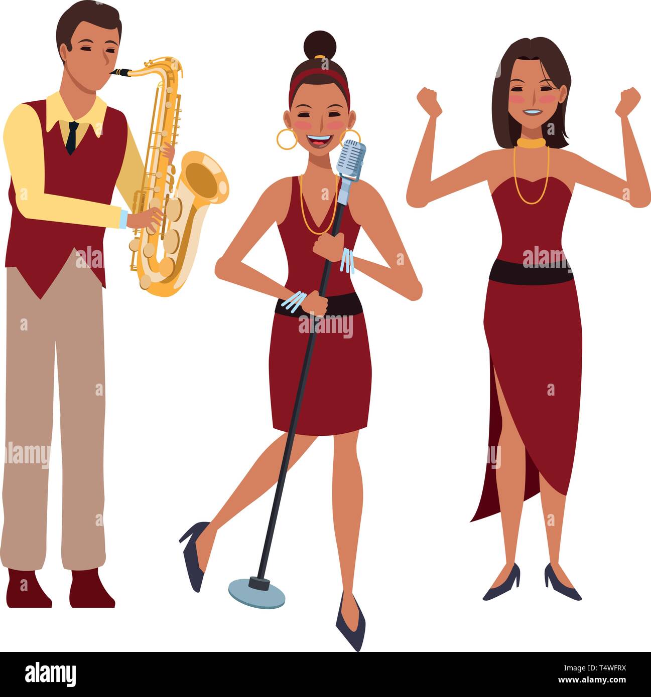 musician playing saxophone singing and dancing Stock Vector Image & Art ...