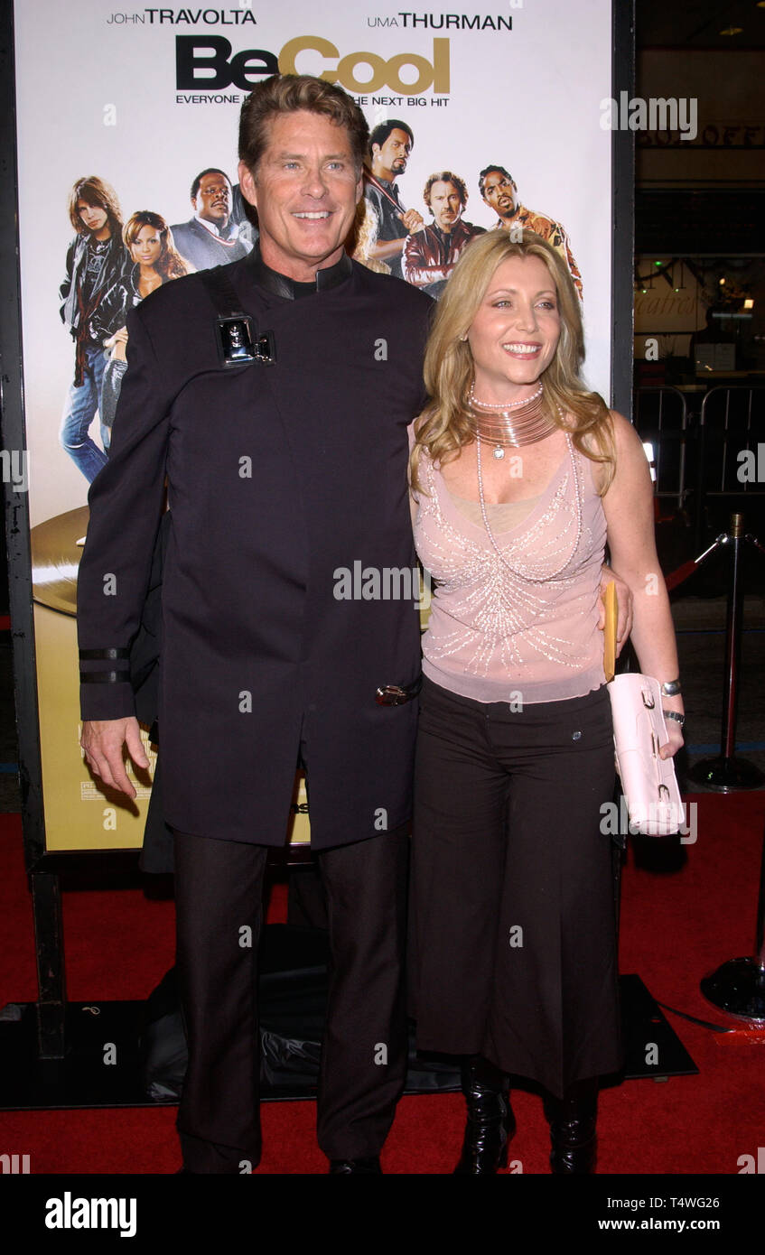 LOS ANGELES, CA. February 13, 2005: Actor DAVID HASSELHOFF & wife ...