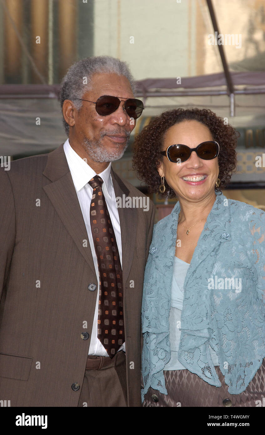 LOS ANGELES, CA. February 16, 2005: Actor MORGAN FREEMAN & wife at hand ...