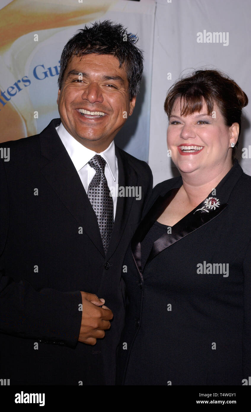 LOS ANGELES, CA. February 19, 2005: Actor GEORGE LOPEZ & wife at the ...