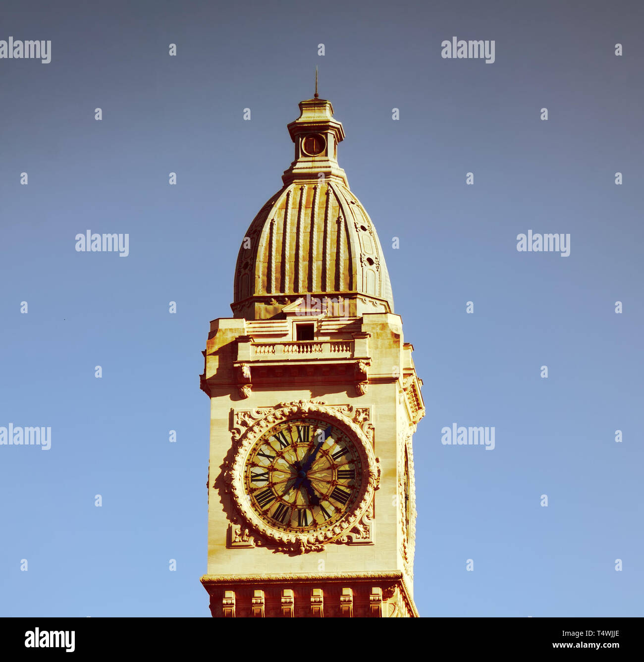 Town hall tower with clock. Paris Stock Photo - Alamy