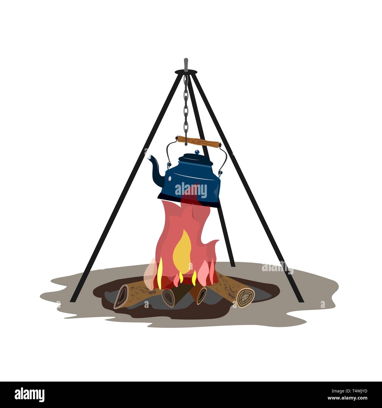 Fire burning night campfire on Stock Vector Images - Alamy