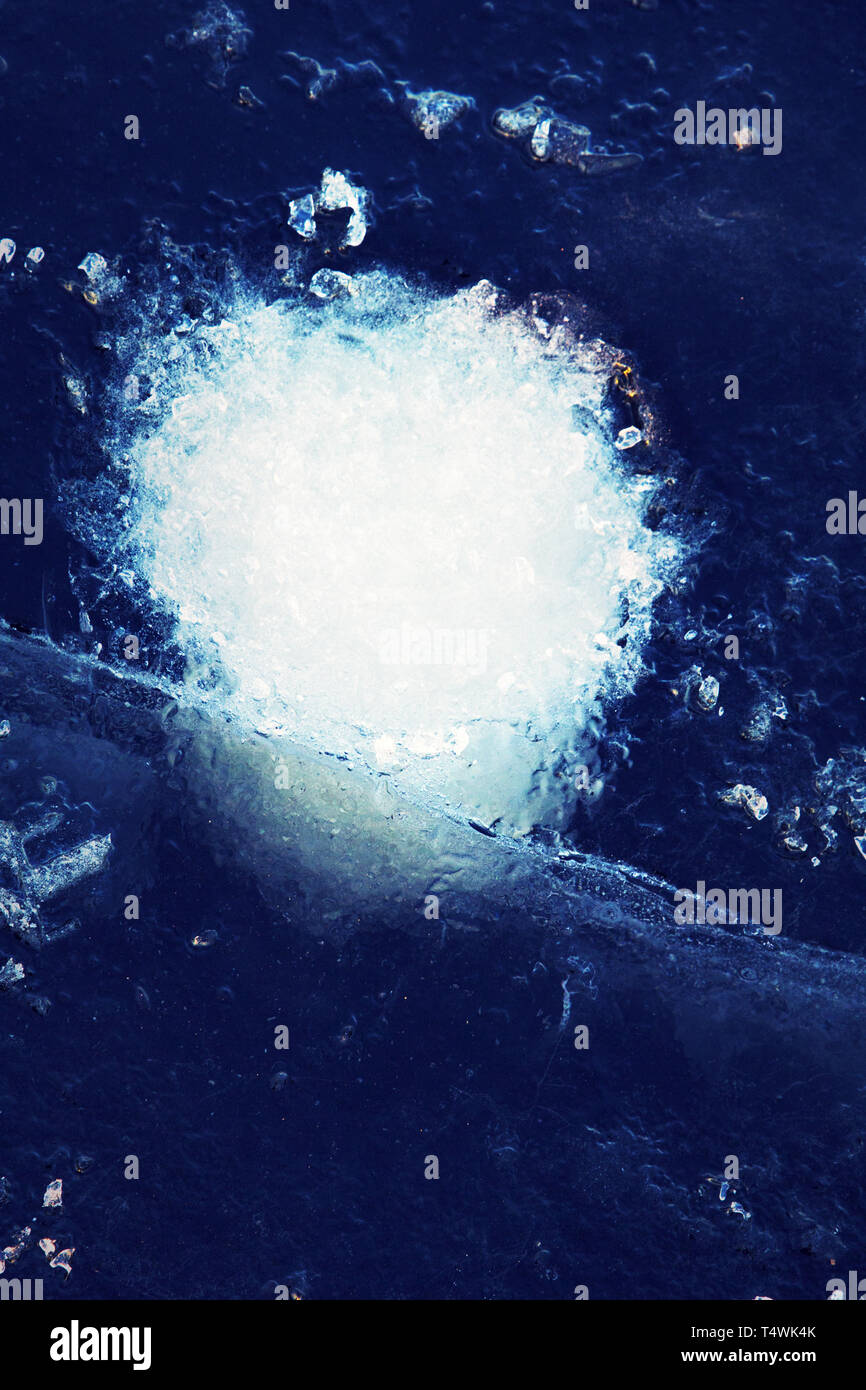 The macro structure, pattern and crystals of newly formed ice called ...