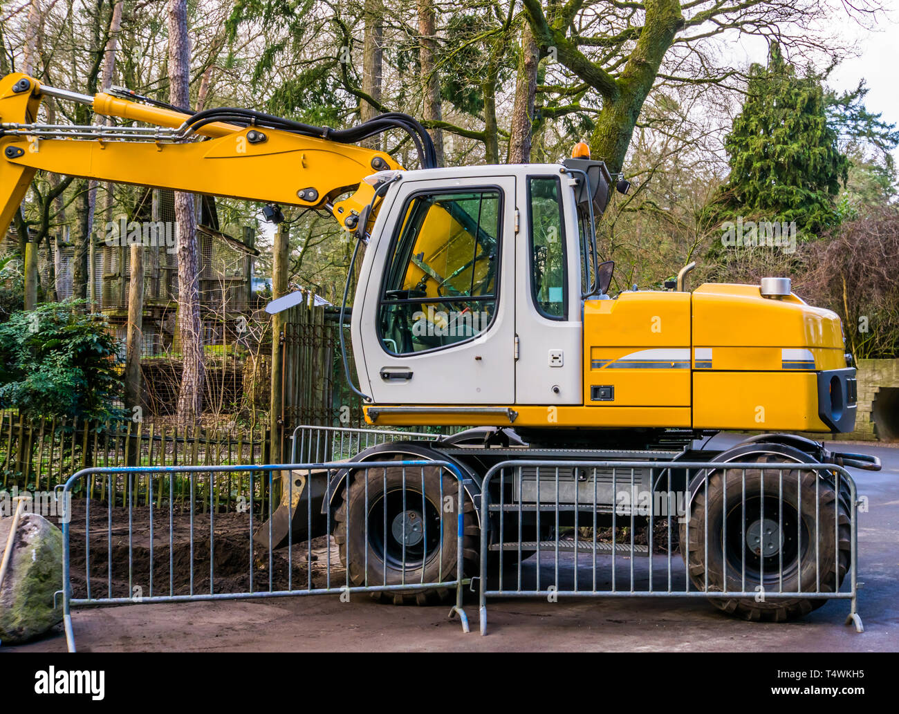 Modern digger machine at a construction site, new equipment and ...