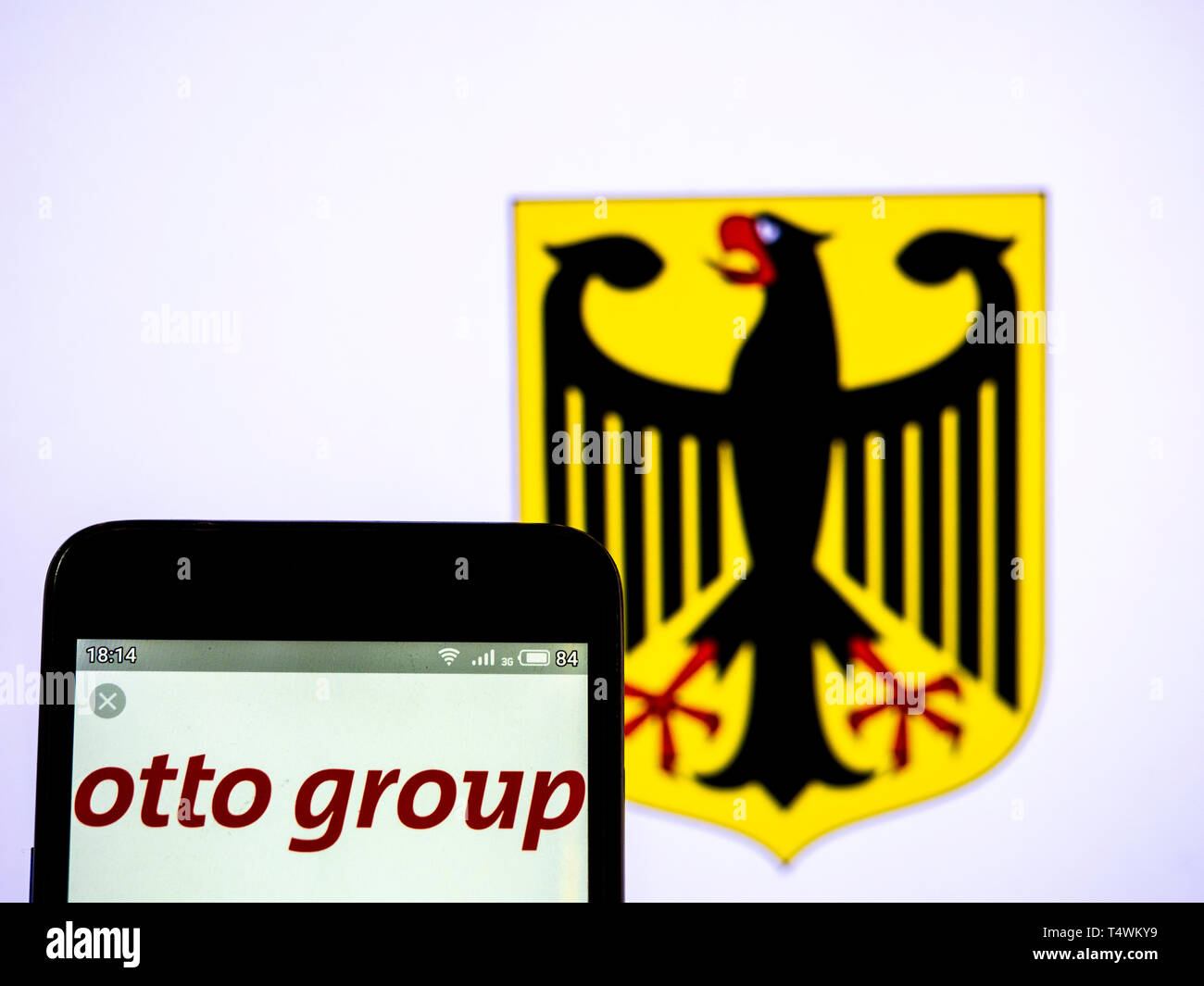 In this photo illustration a Otto Group logo seen displayed on a smart ...