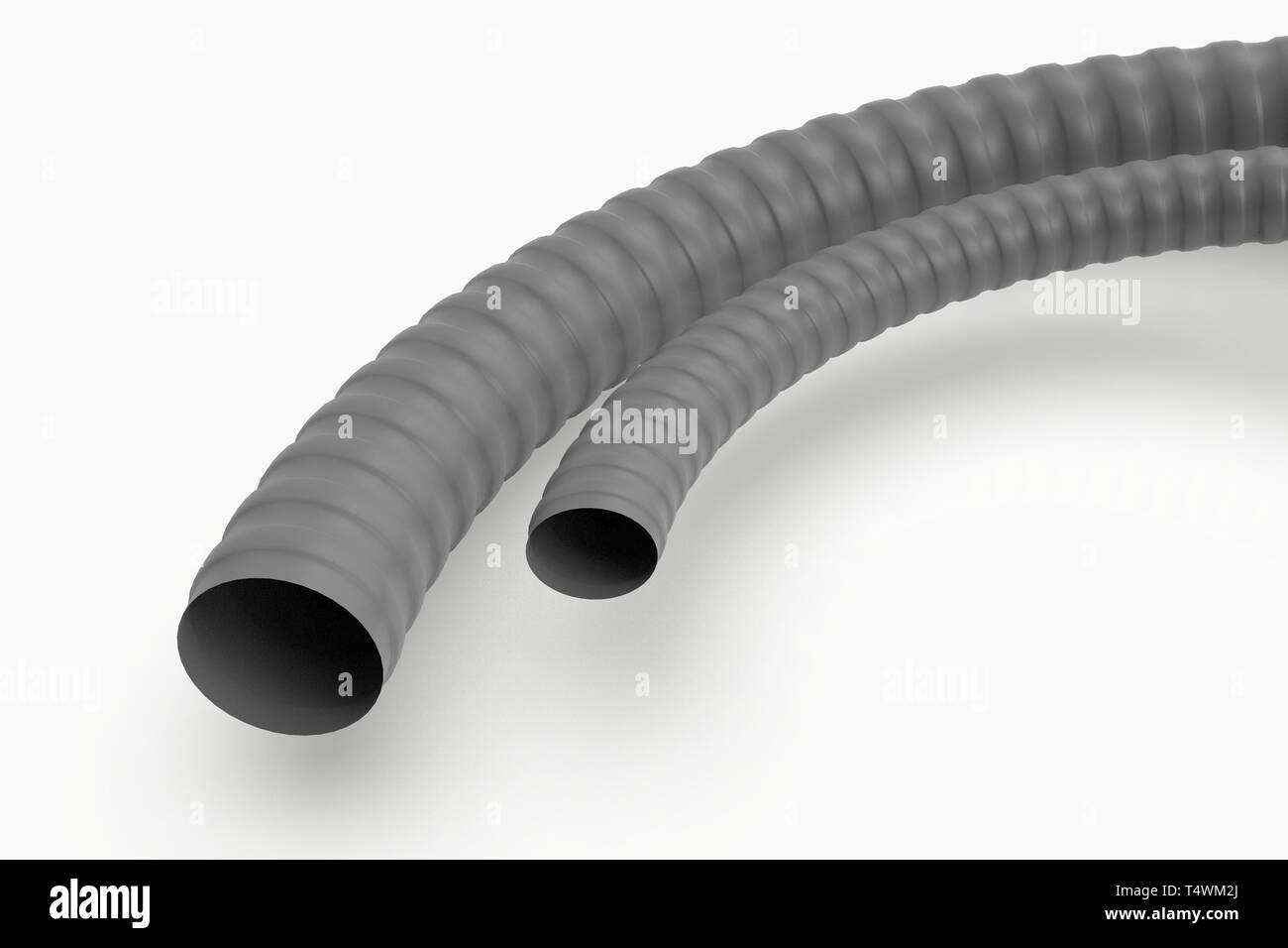 Plastic ribbed hose isolated on white background 3d illustration Stock ...