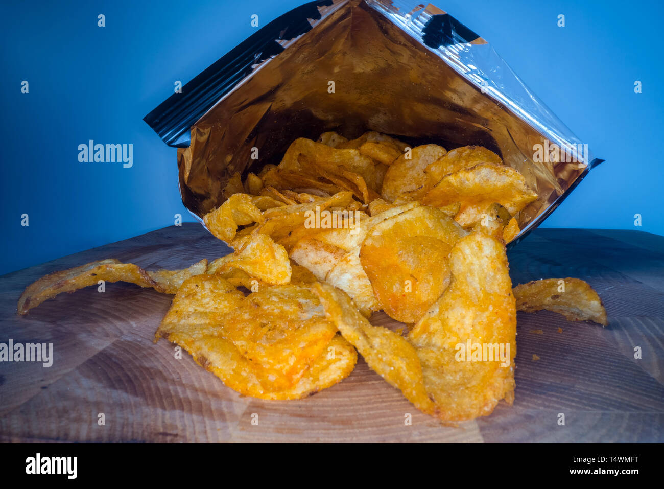 Inside the potato chips bag. Opened pack of original taste delicious ...
