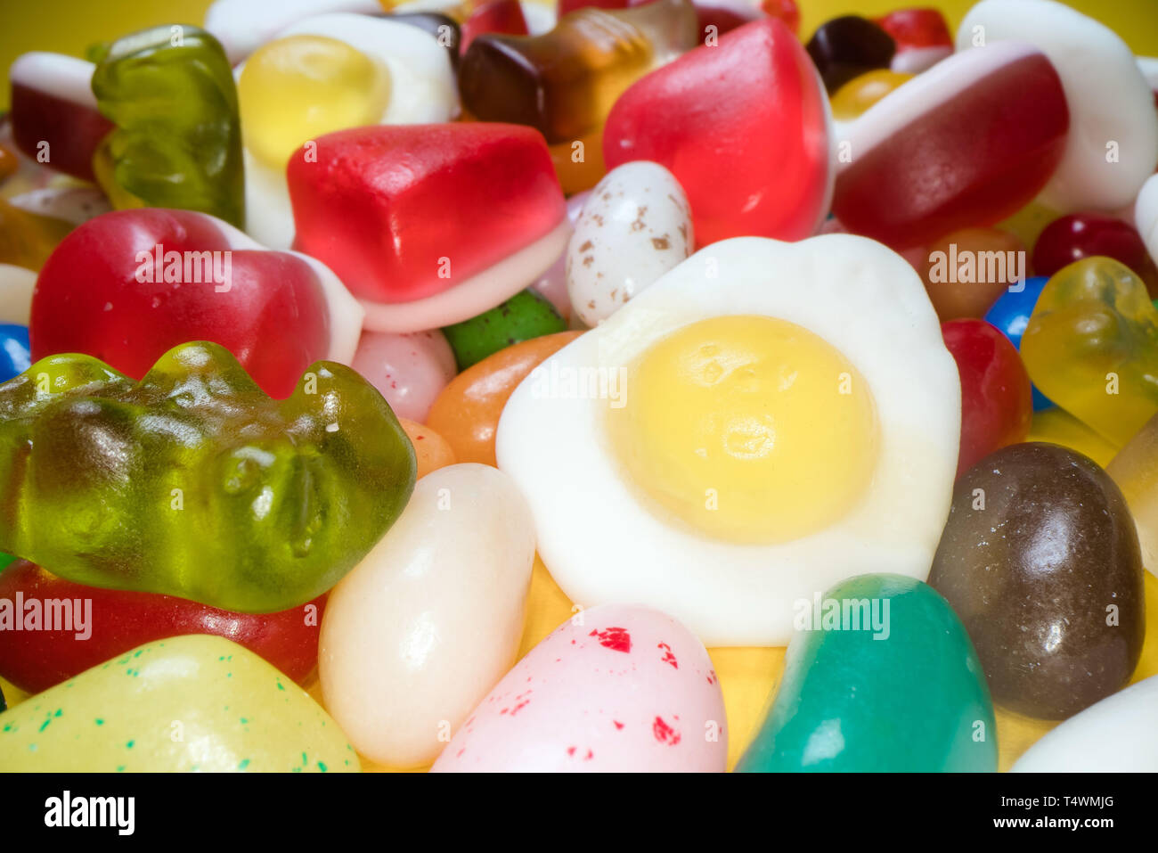 Pile of delicious colorful chewing candies background. Colourful sweets ...