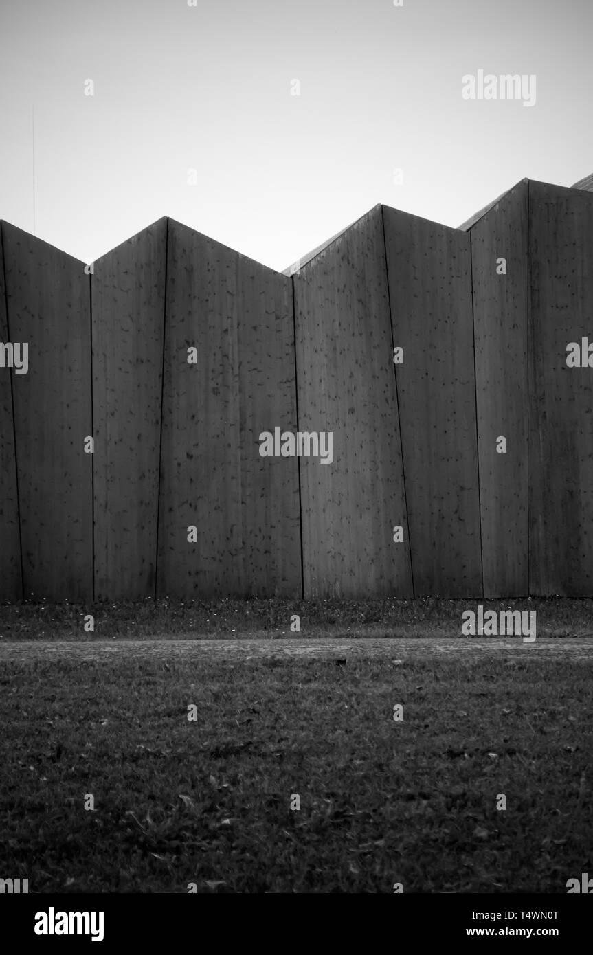 Contemporary wooden building Black and White Stock Photos & Images - Alamy