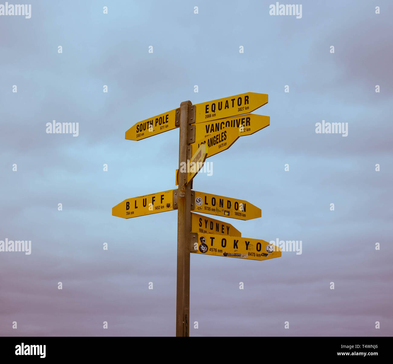 Sign at Cape Reinga Stock Photo - Alamy