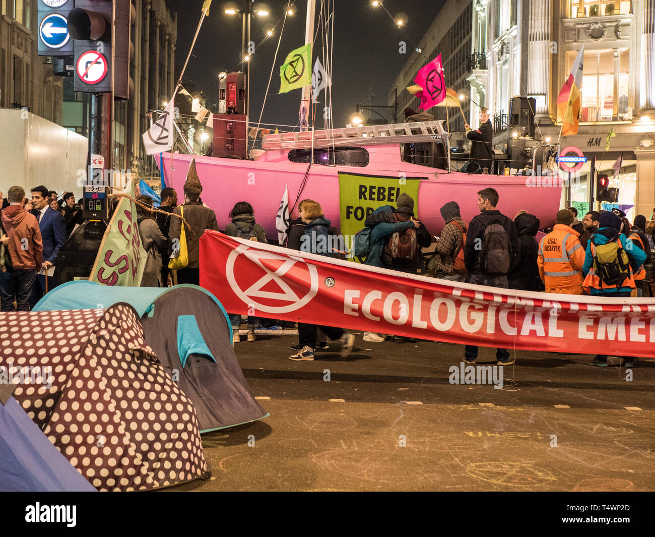 Ecological emergency demonstration at Oxford Circus, London, England ...
