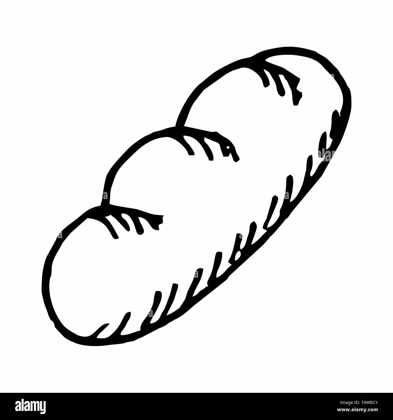 Loaf hand drawn illustration. Black outlines on white background Stock ...