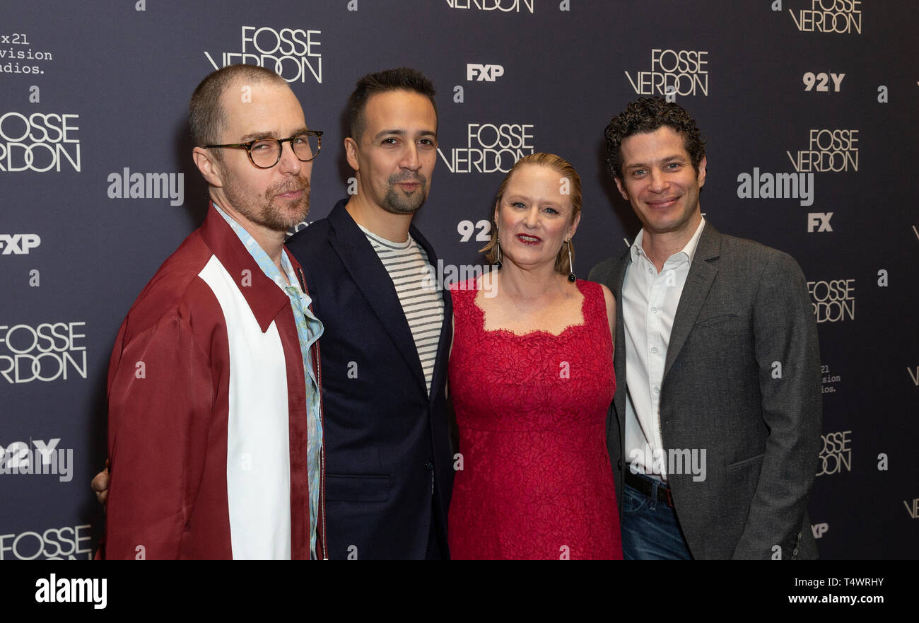 New York, NY - April 18, 2019: Sam Rockwell, Lin-Manuel Miranda, Nicole ...