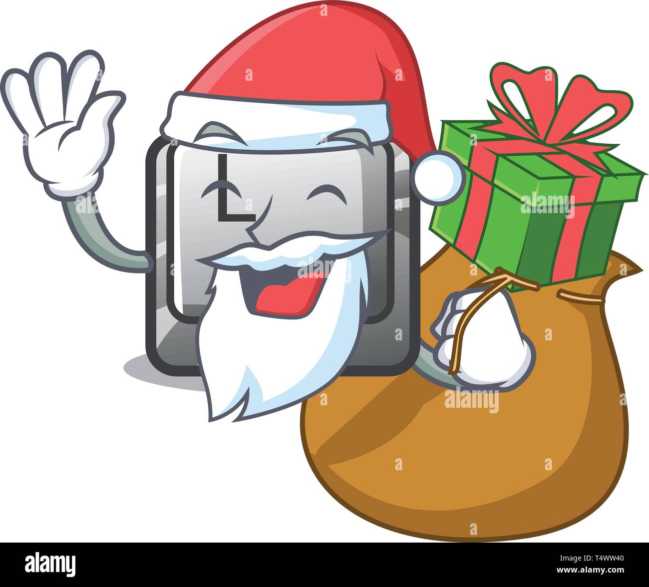 Santa with gift button L on a game cartoon Stock Vector Image & Art - Alamy