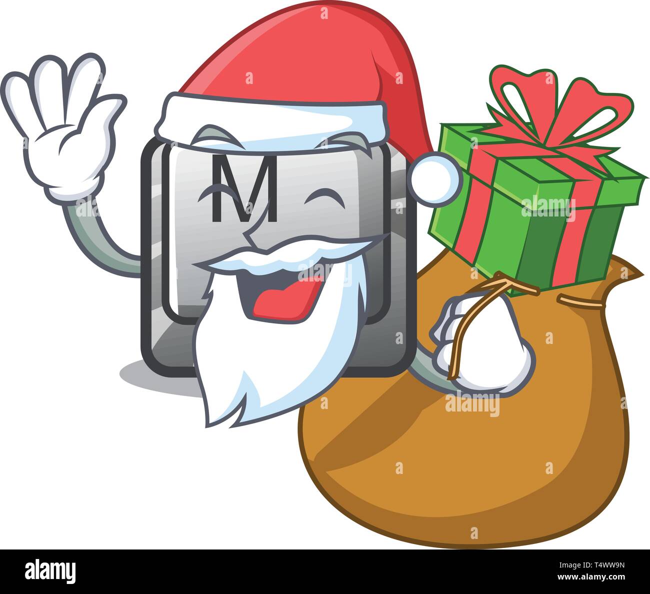 Santa with gift button M isolated in the cartoon Stock Vector Image ...