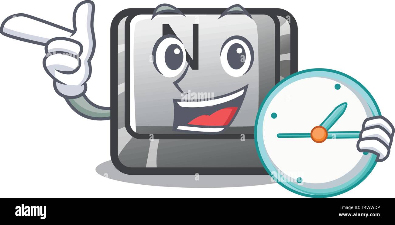 With clock button N isolated with the cartoon Stock Vector Image & Art ...