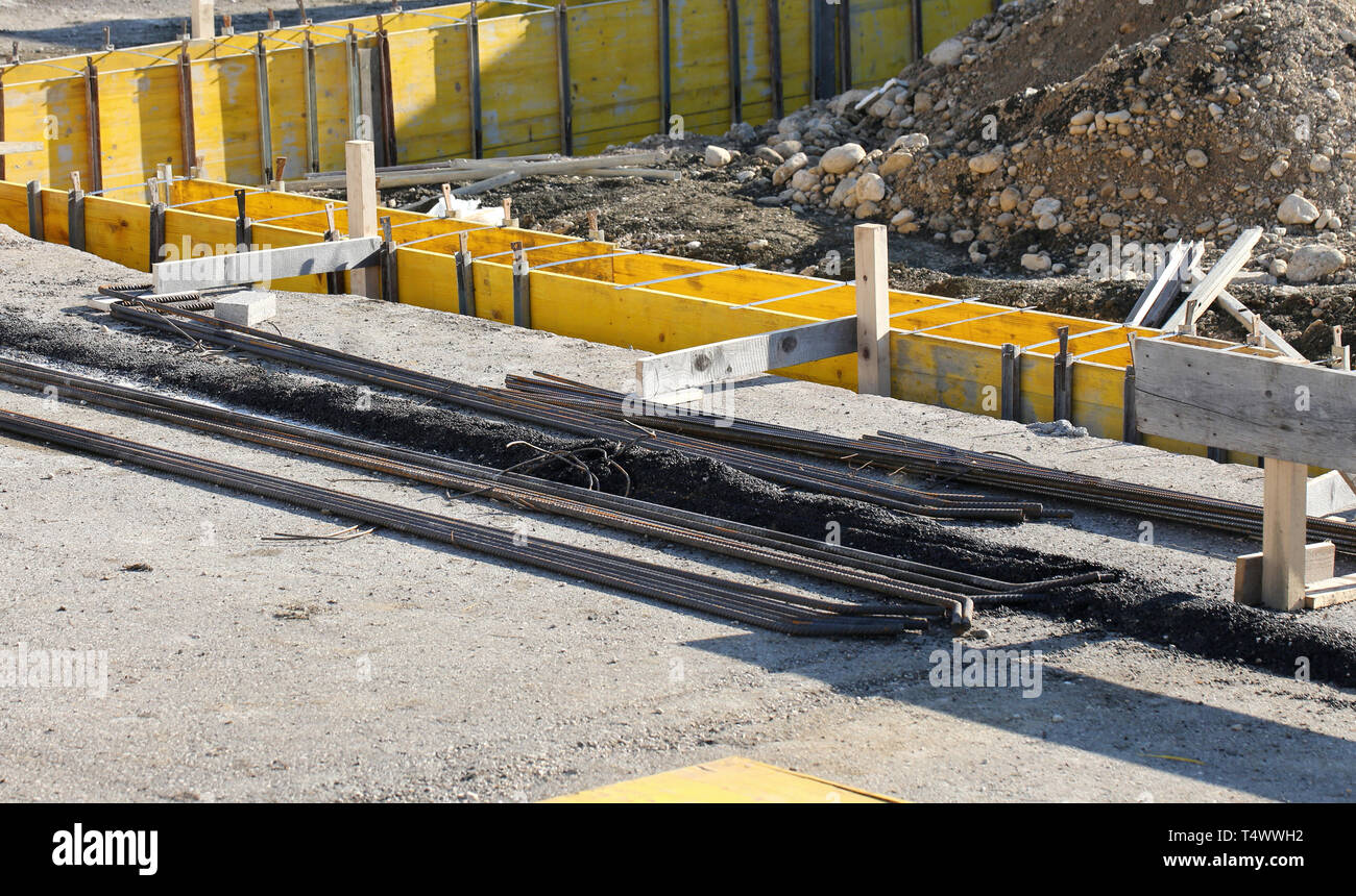 Construction site and the building material during the construction of ...