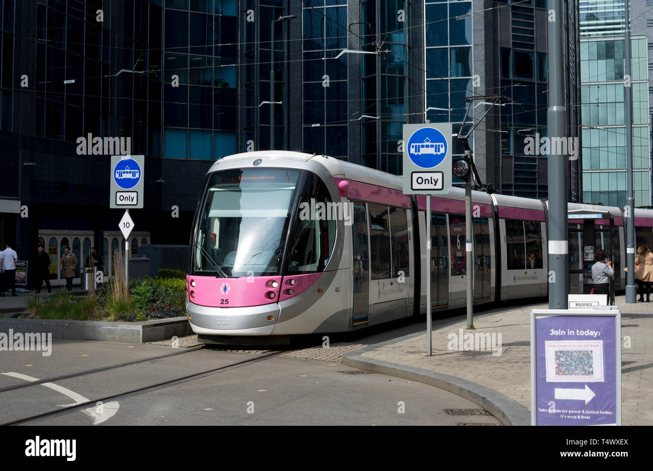 A West Midlands Metro tram in Birmingham city centre, England, UK Stock ...