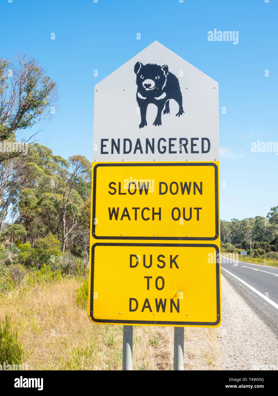 Road sign tasmanian devil hi-res stock photography and images - Alamy