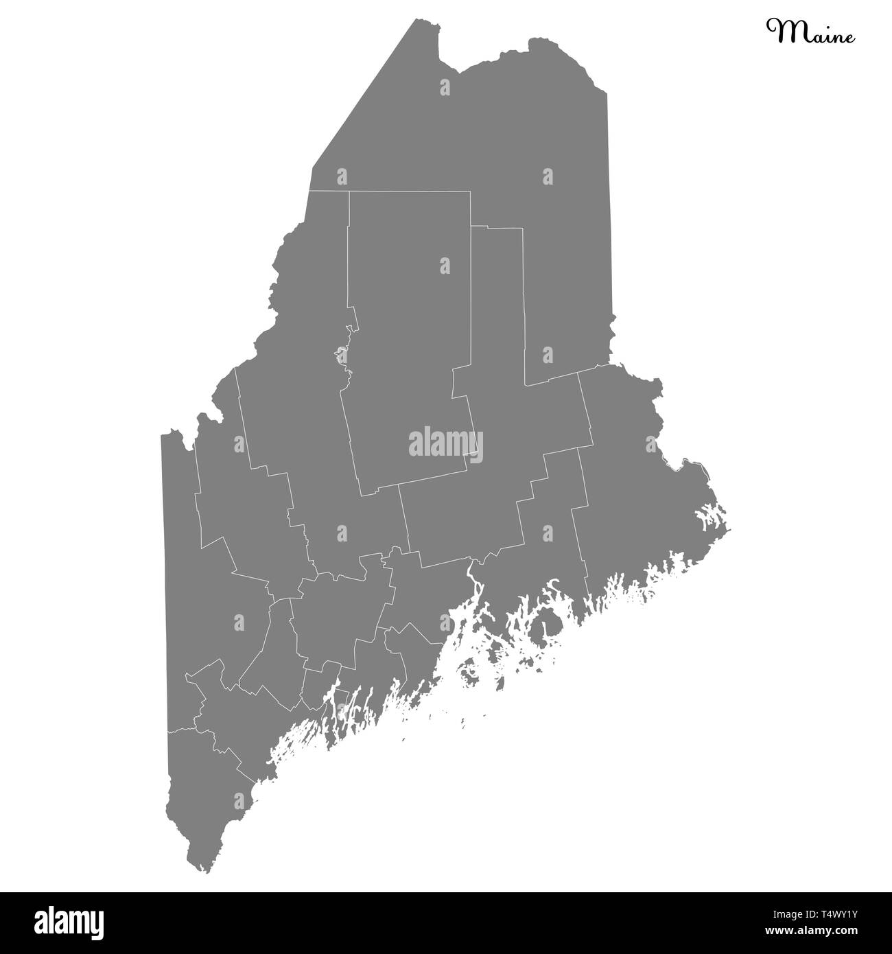High Quality map of Maine is a state of United States with borders of ...