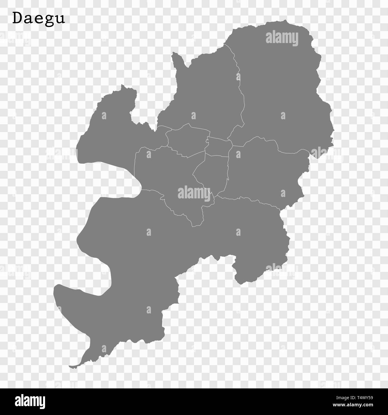 High Quality map of Daegu is a metropolitan city of South Korea, with ...