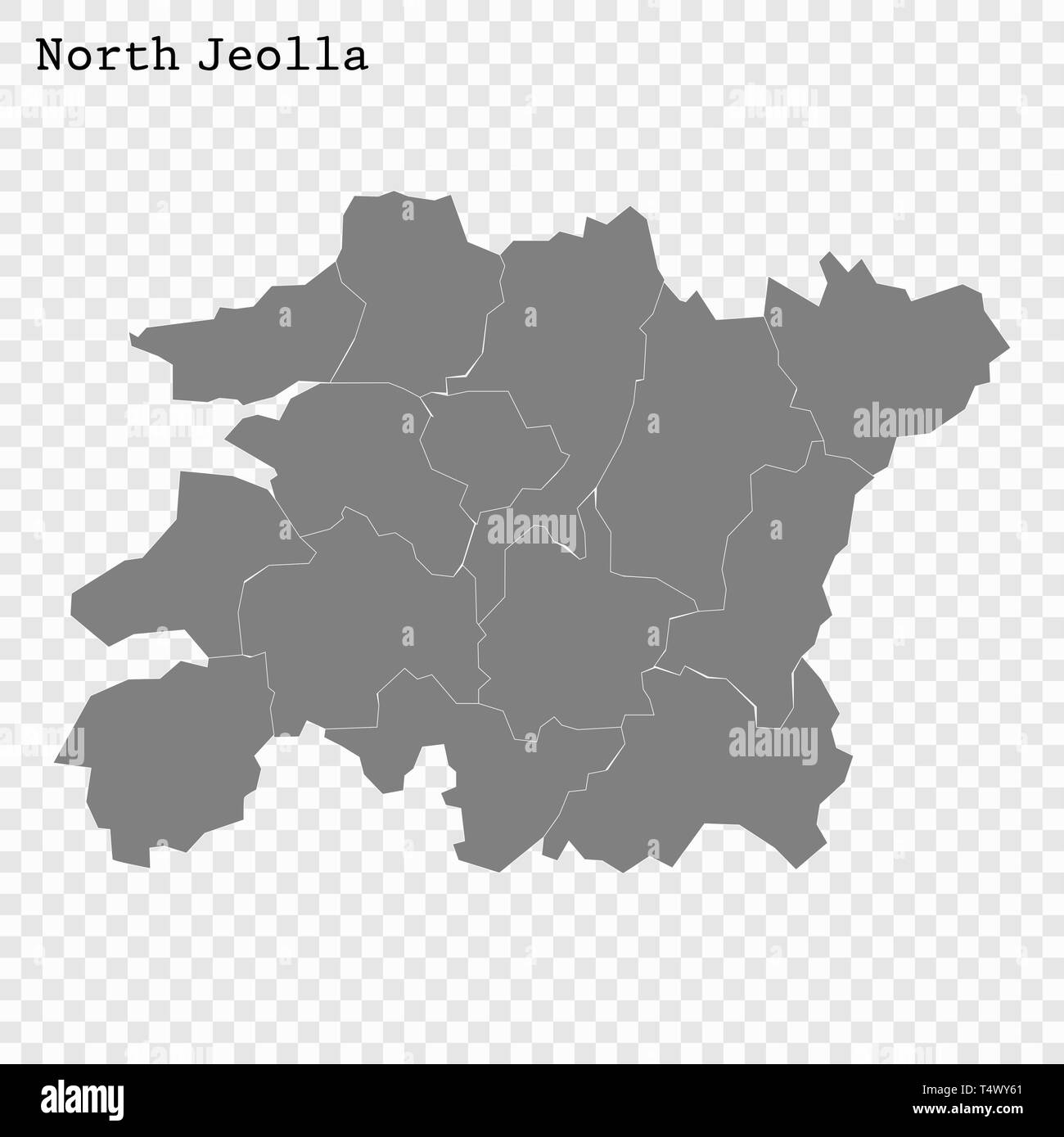 High Quality map of North Jeolla is a province of South Korea, with ...