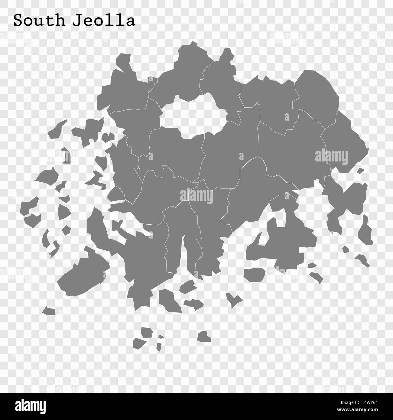 High Quality map of South Jeolla is a province of South Korea, with ...