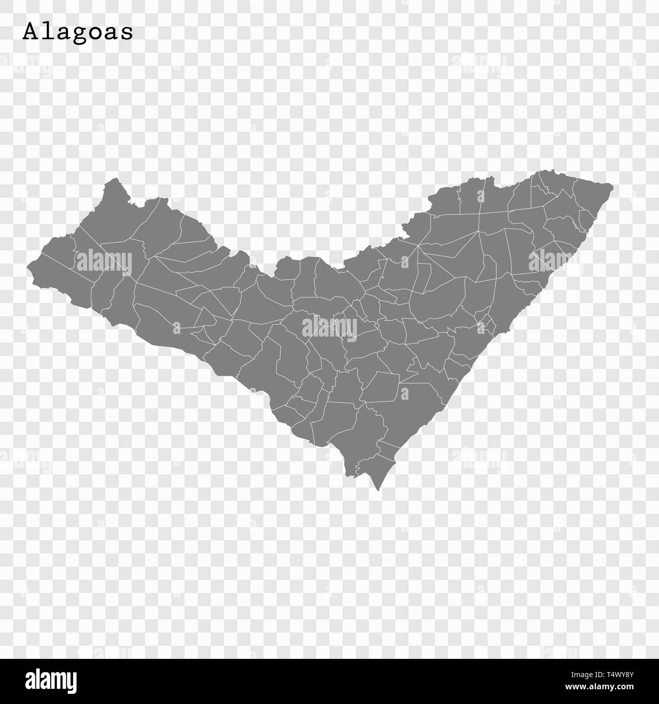 High Quality map of Alagoas is a state of Brazil, with borders of the ...