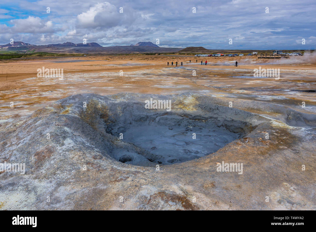 Mudpot in Hverir area also called Hverarond near Reykjahlid town in the ...