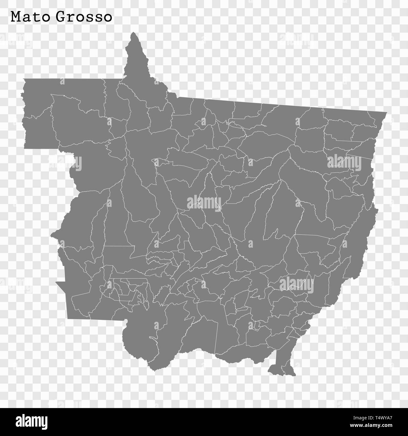 High Quality map of Mato Grosso is a state of Brazil, with borders of ...