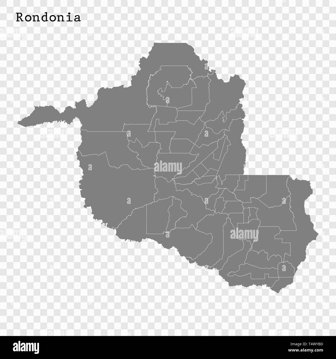 High Quality map of Rondonia is a state of Brazil, with borders of the ...