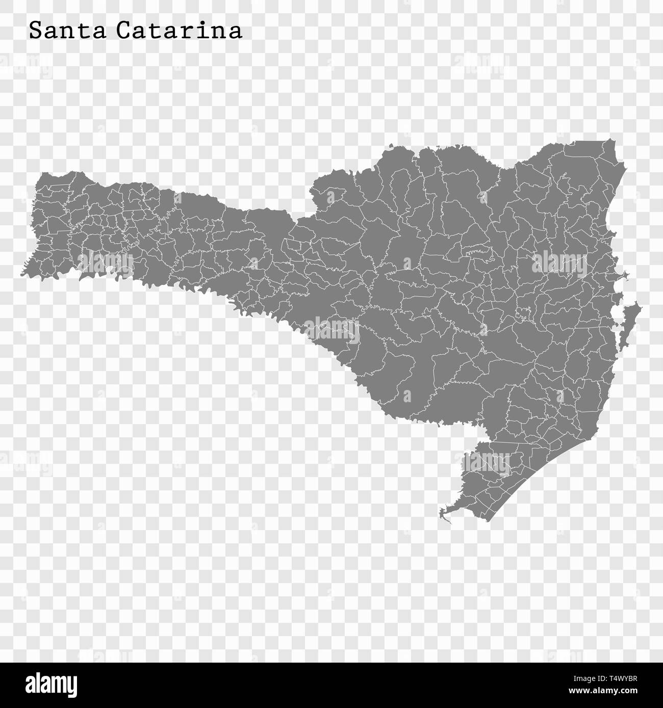 High Quality map of Santa Catarina is a state of Brazil, with borders ...