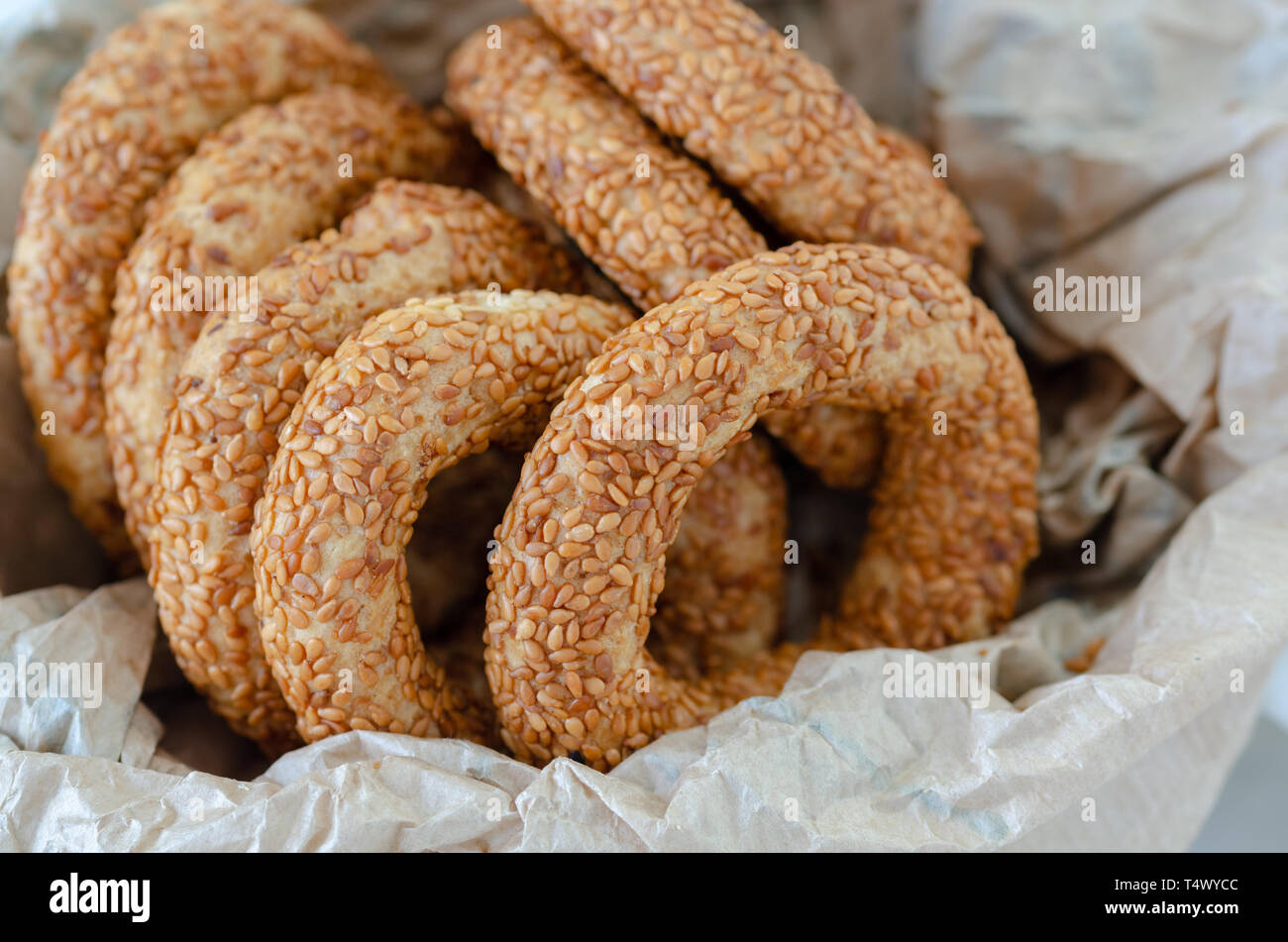 Turkish Traditional Bagel Kandil Simidi / Simit with Sesame Seeds. They ...