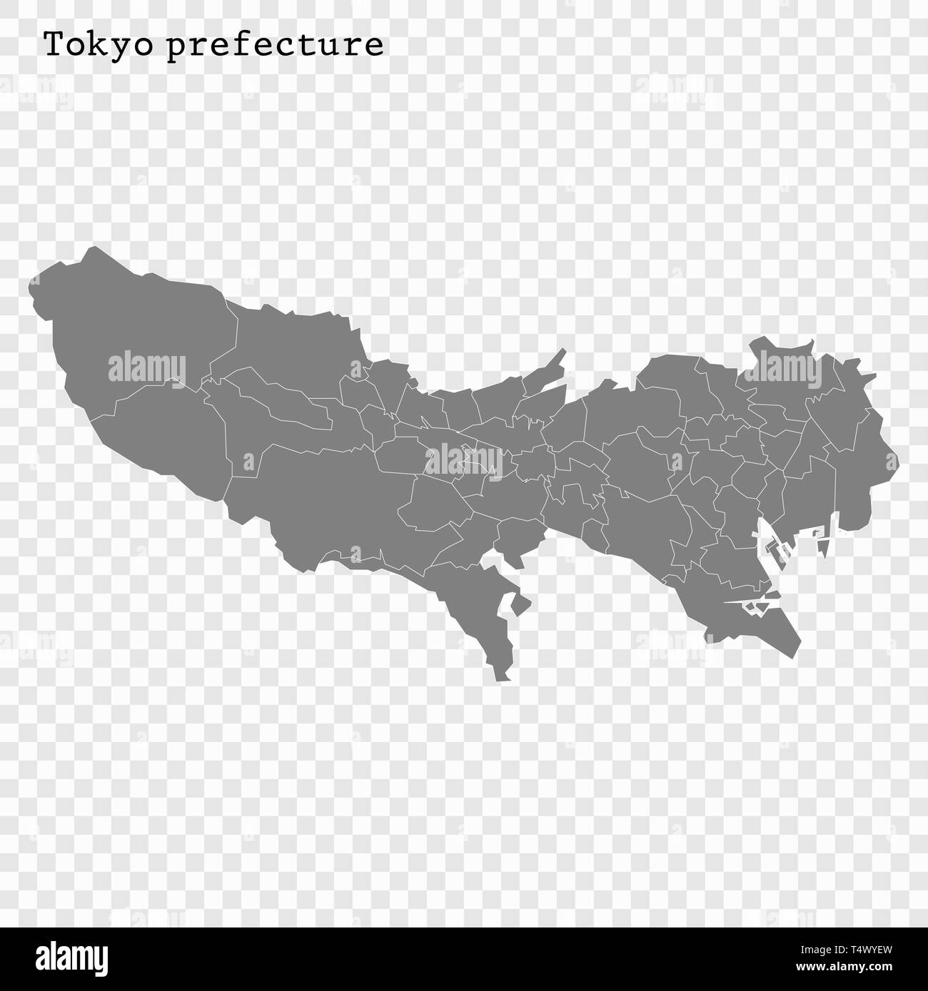 High Quality map of Tokyo is a prefecture of Japan with borders of the ...