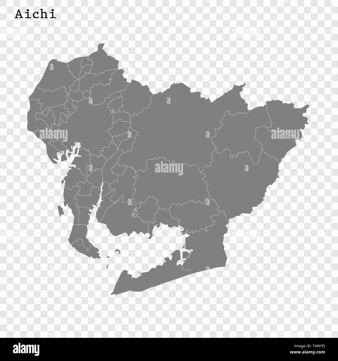 High Quality map of Aichi is a prefecture of Japan with borders of the ...