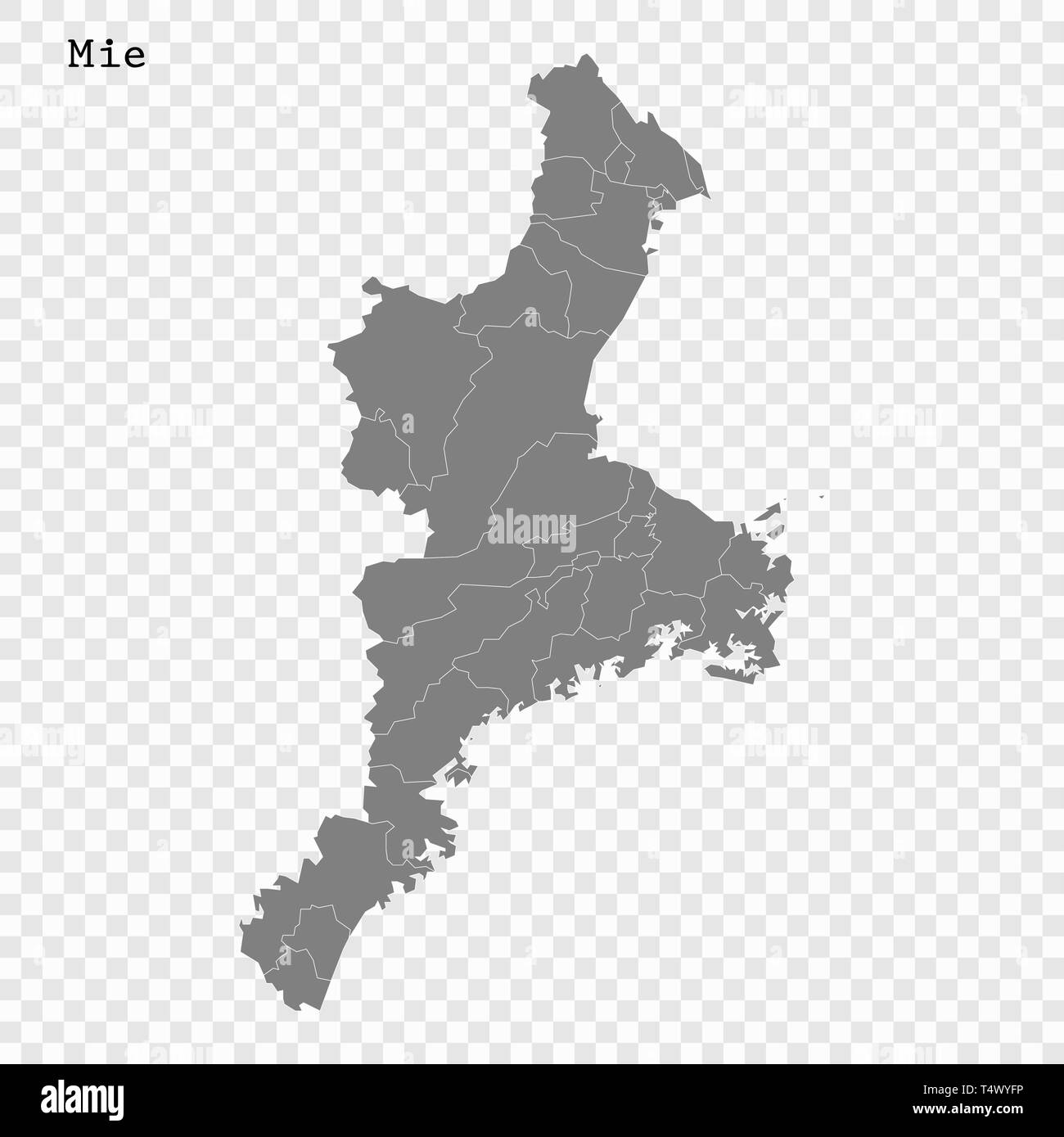 High Quality map of Mie is a prefecture of Japan with borders of the ...