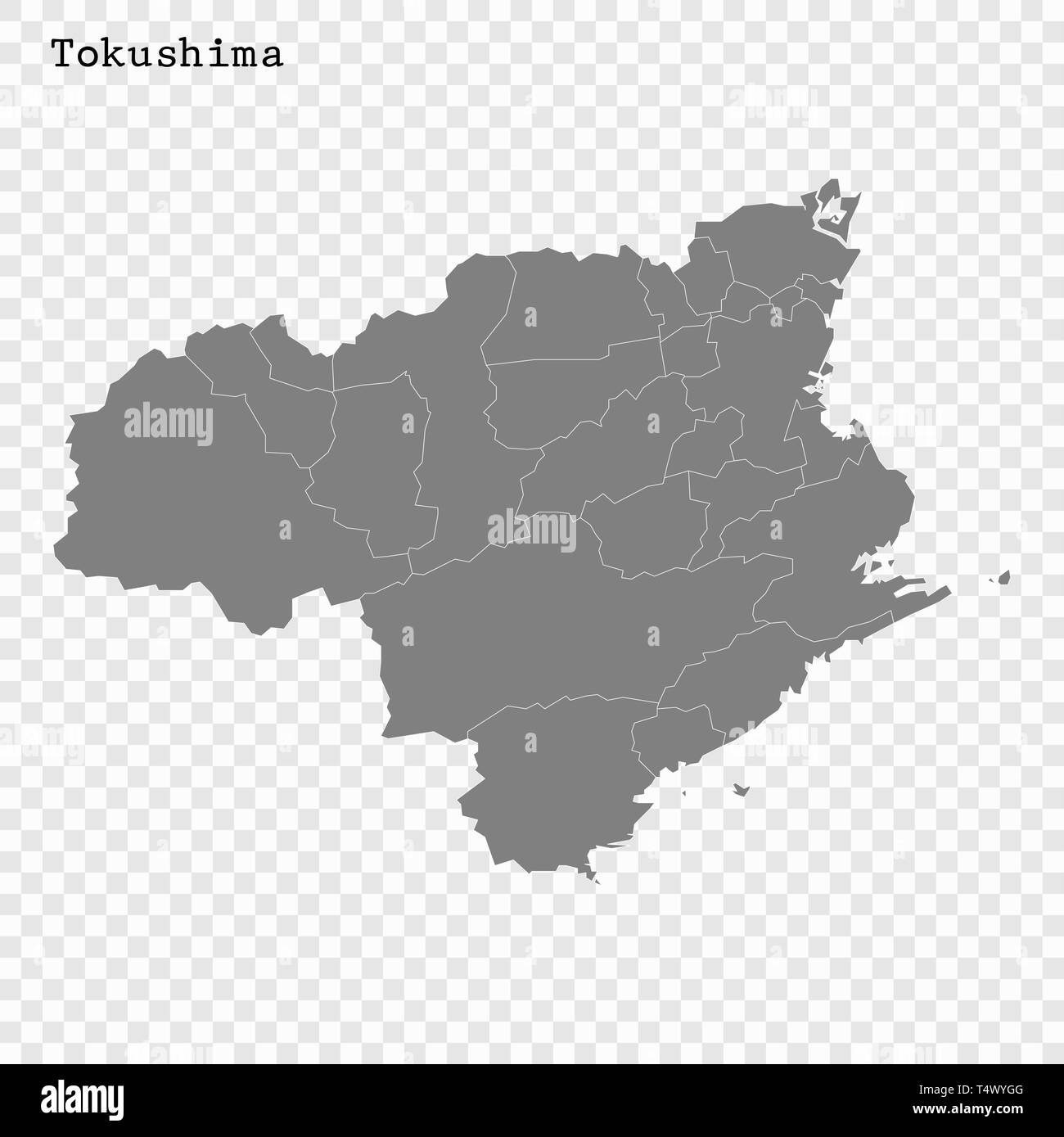 Map of tokushima Black and White Stock Photos & Images - Alamy