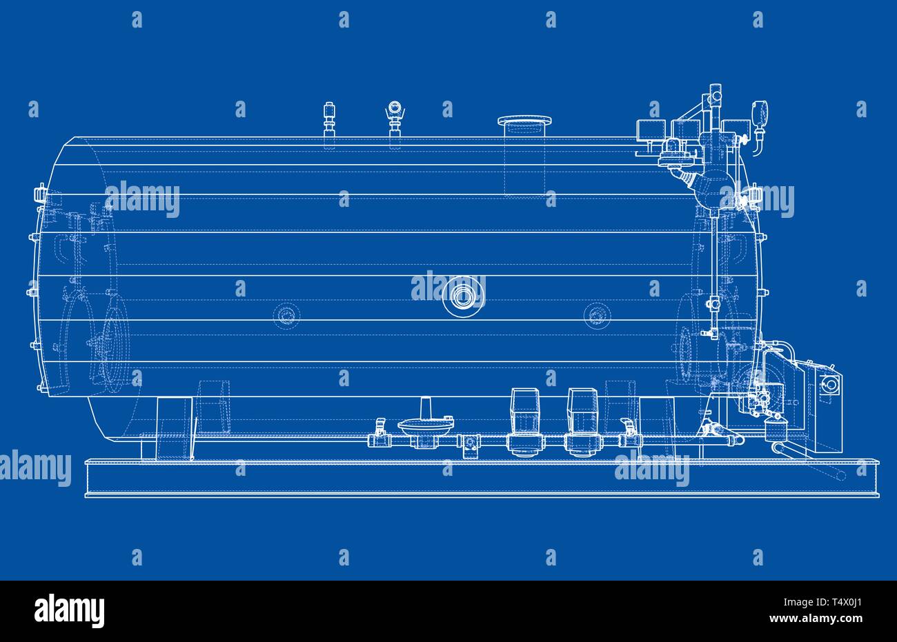 Industrial boiler outline. Vector rendering of 3d Stock Vector Image ...