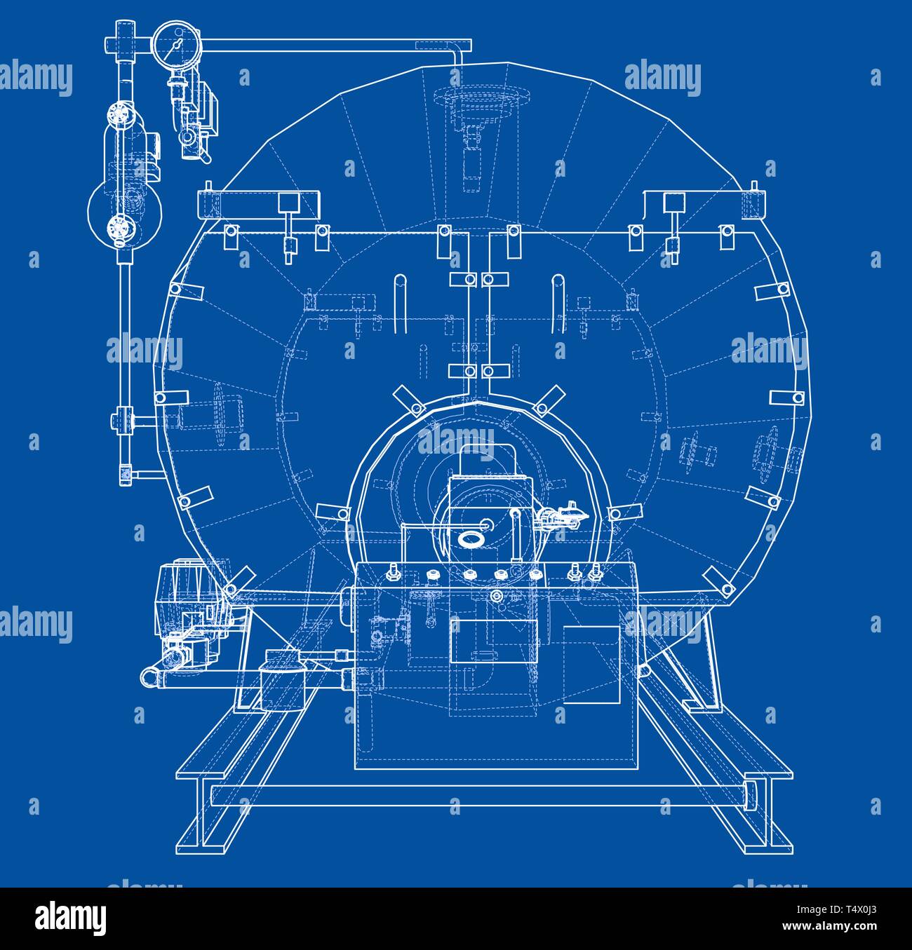 Industrial boiler outline. Vector rendering of 3d Stock Vector Image ...