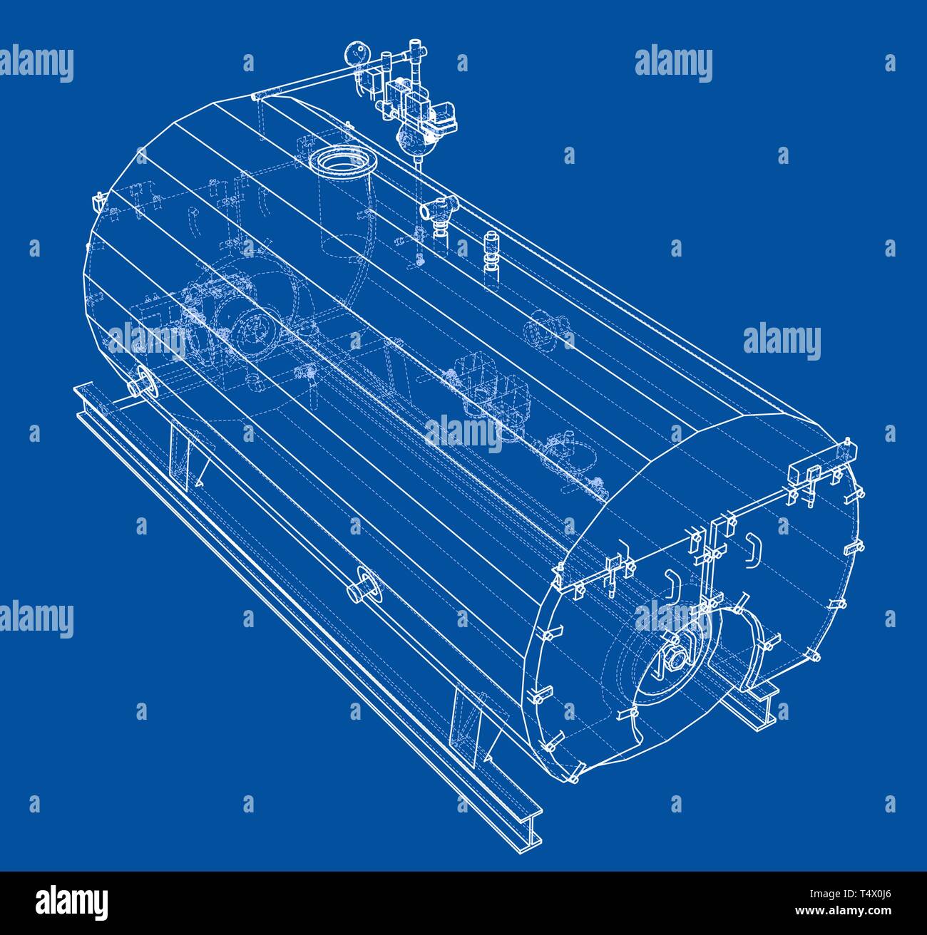 Industrial boiler outline. Vector rendering of 3d Stock Vector Image ...