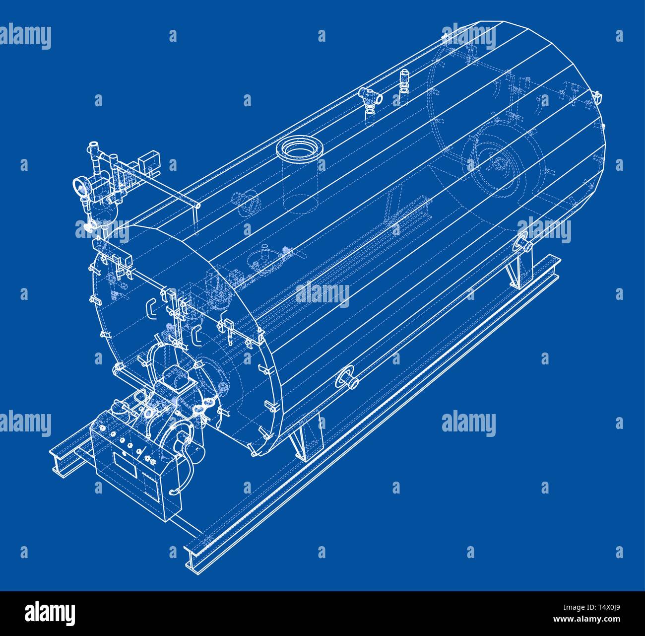 Industrial boiler outline. Vector rendering of 3d Stock Vector Image ...