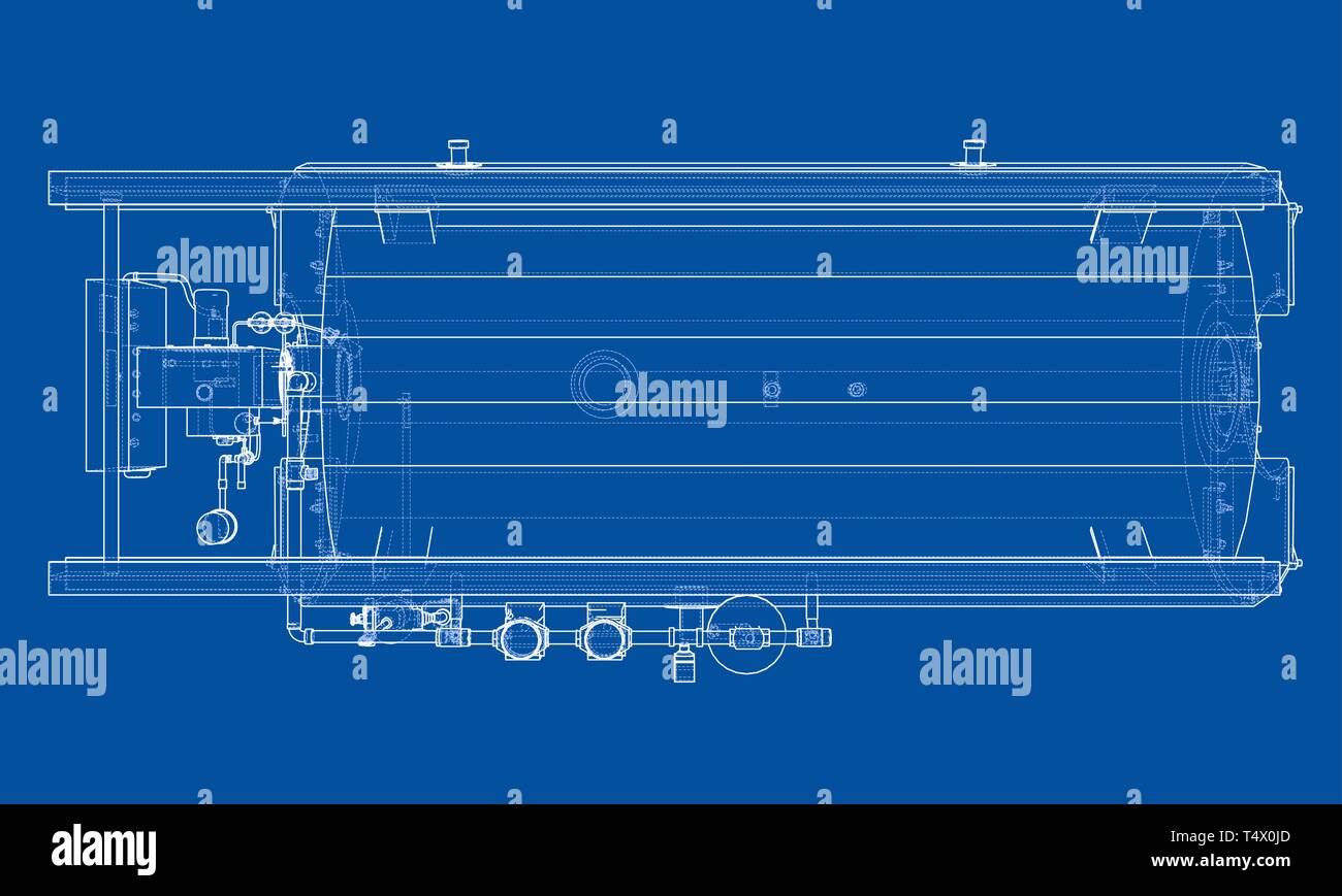 Industrial boiler outline. Vector rendering of 3d Stock Vector Image ...