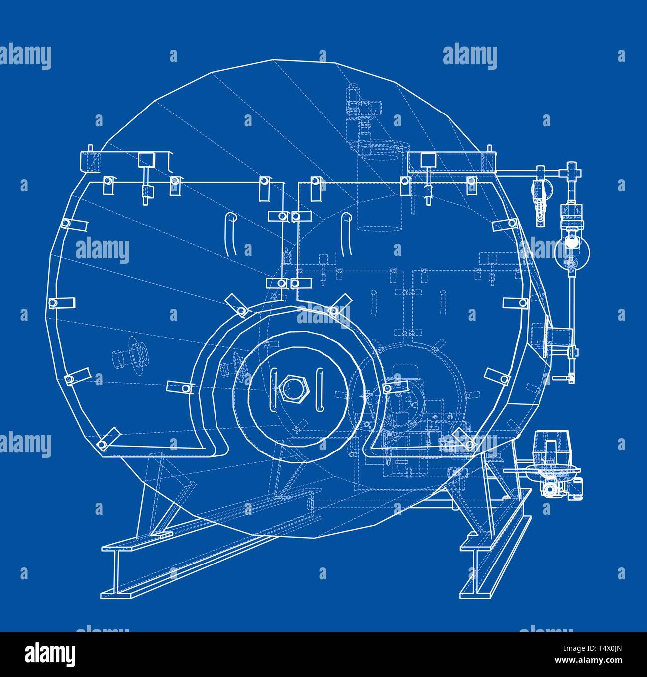 Industrial boiler outline. Vector rendering of 3d Stock Vector Image ...