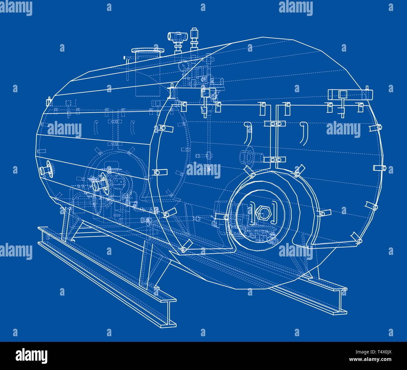Industrial boiler outline. Vector rendering of 3d Stock Vector Image ...
