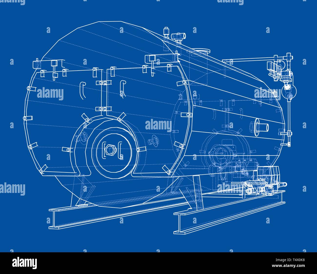Industrial boiler outline. Vector rendering of 3d Stock Vector Image ...